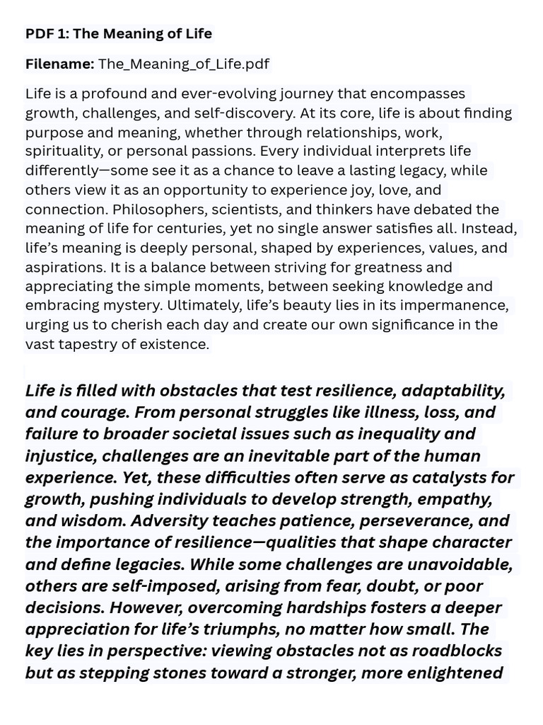 Understanding Life's Meaning and Challenges | PDF