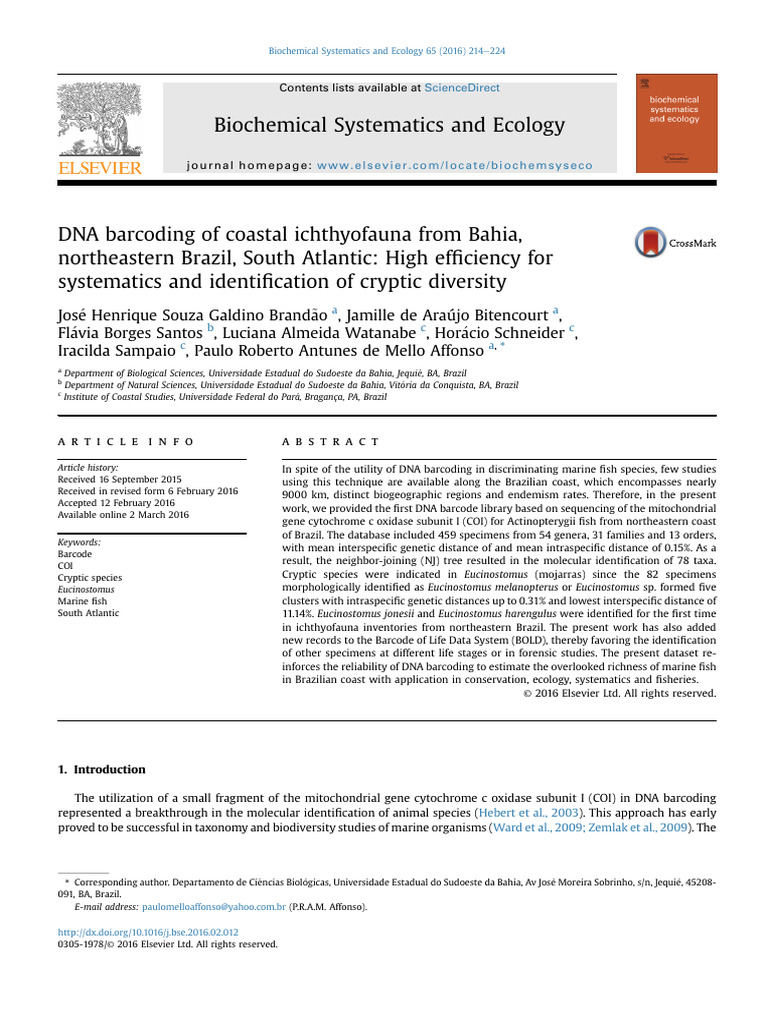 DNA Barcode Fish Marine - Herinque | PDF | Polymerase Chain Reaction | Species