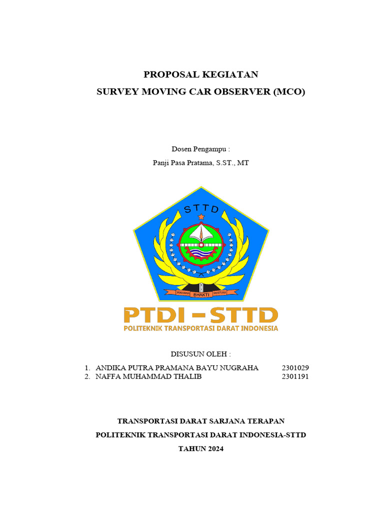 Proposal Kegiatan Survey Mco TD 2.4 | PDF