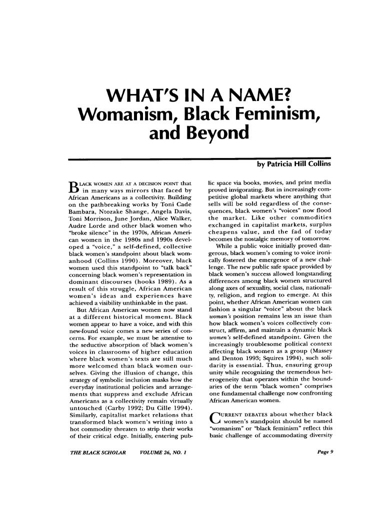 What in A Name Womanism Black Feminism and Beyond | PDF