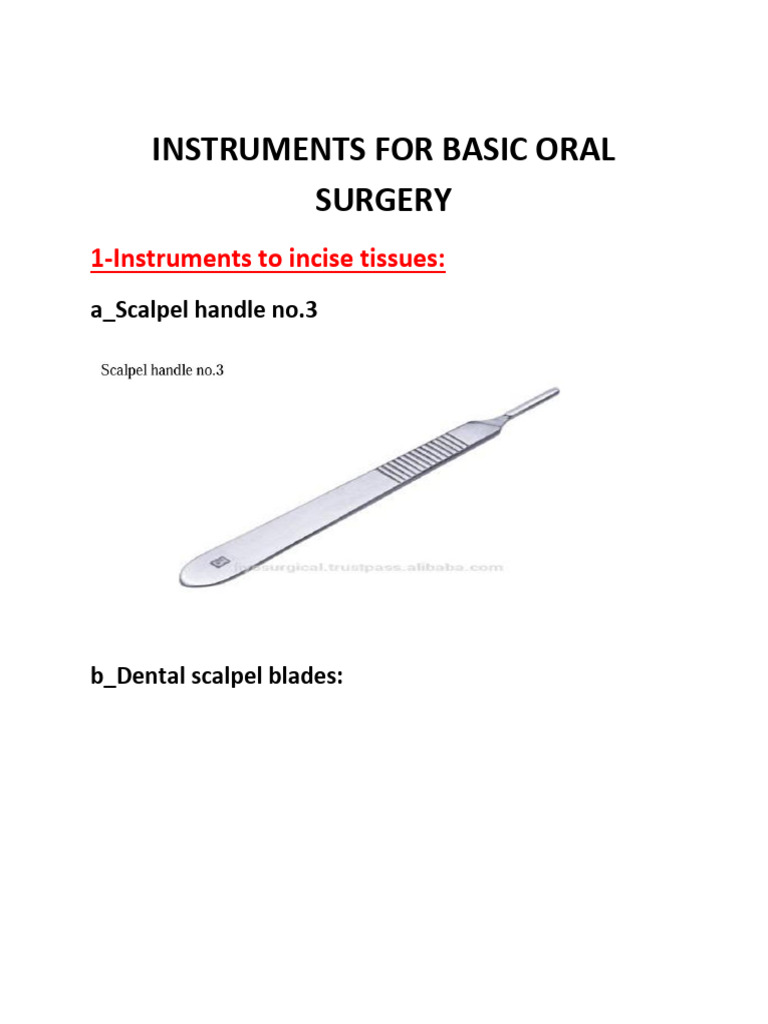 Basic Instruments for Oral Surgery | PDF