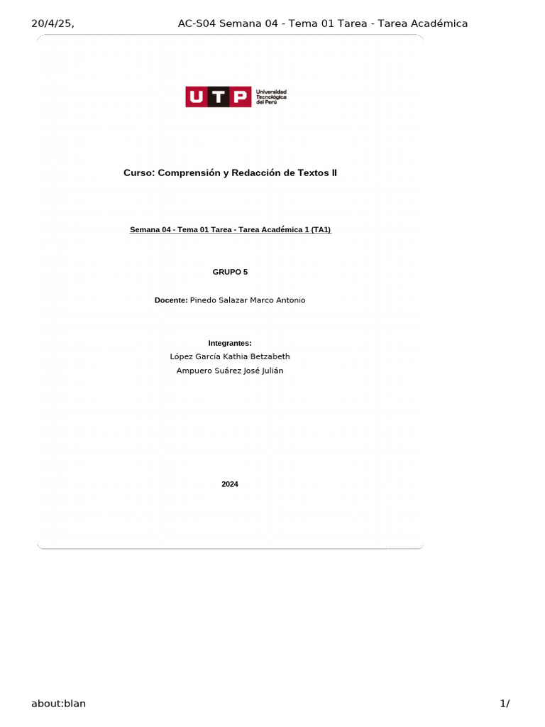 AC-S04 Semana 04 - Tema 01 Tarea - Tarea Académica 1 - TA1 | PDF | Suplantación de identidad ...