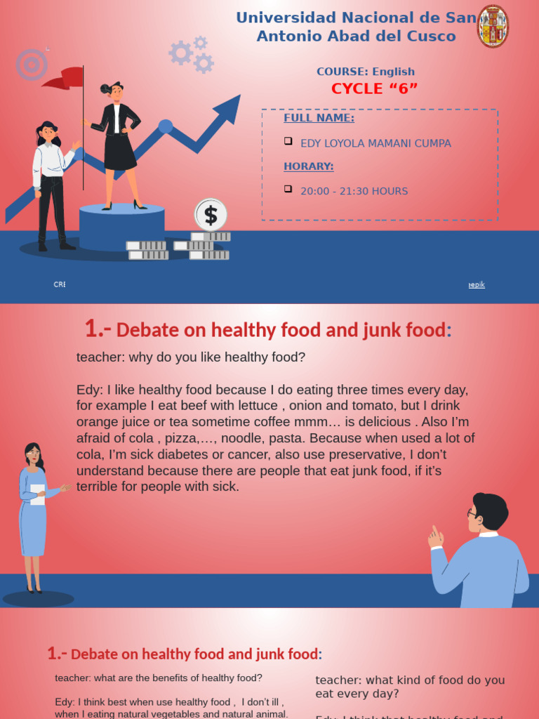 Debate On Healthy Food - Full Name - Edy Loyola Mamani Cumpa | PDF