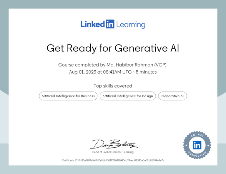 LinkedIn Learning Certificate | PDF