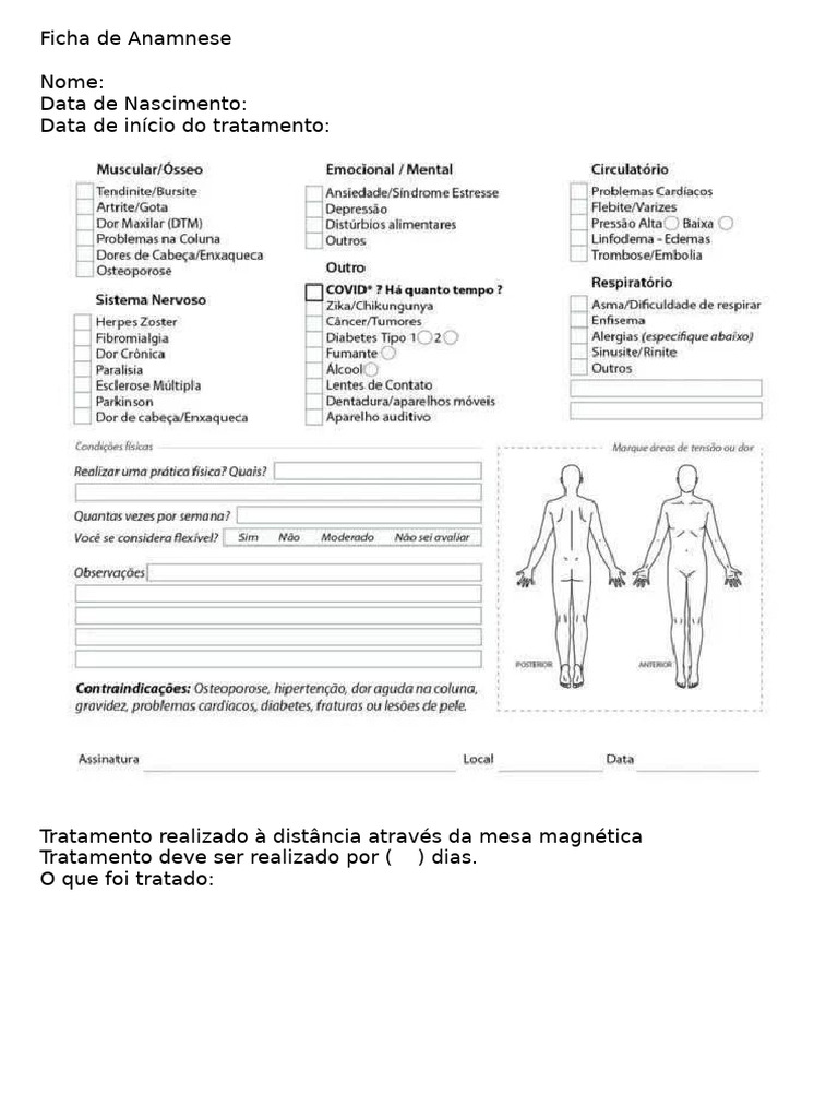 Ficha de Anamnese Corporal | PDF