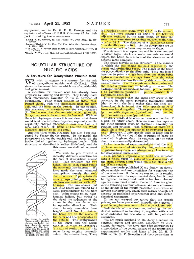 Watson and Crick - 1st Paper | PDF