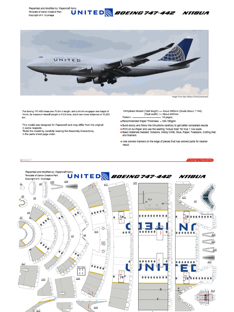 KLM Boeing 747 Papercraft Template | PDF