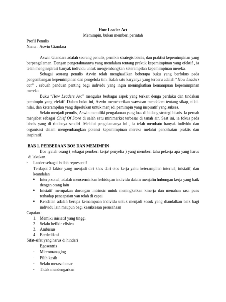 How Leader Act (Arul) | PDF