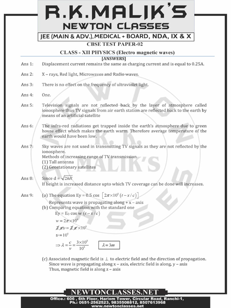 Electro Magnetic Waves T2 Sol VV | PDF