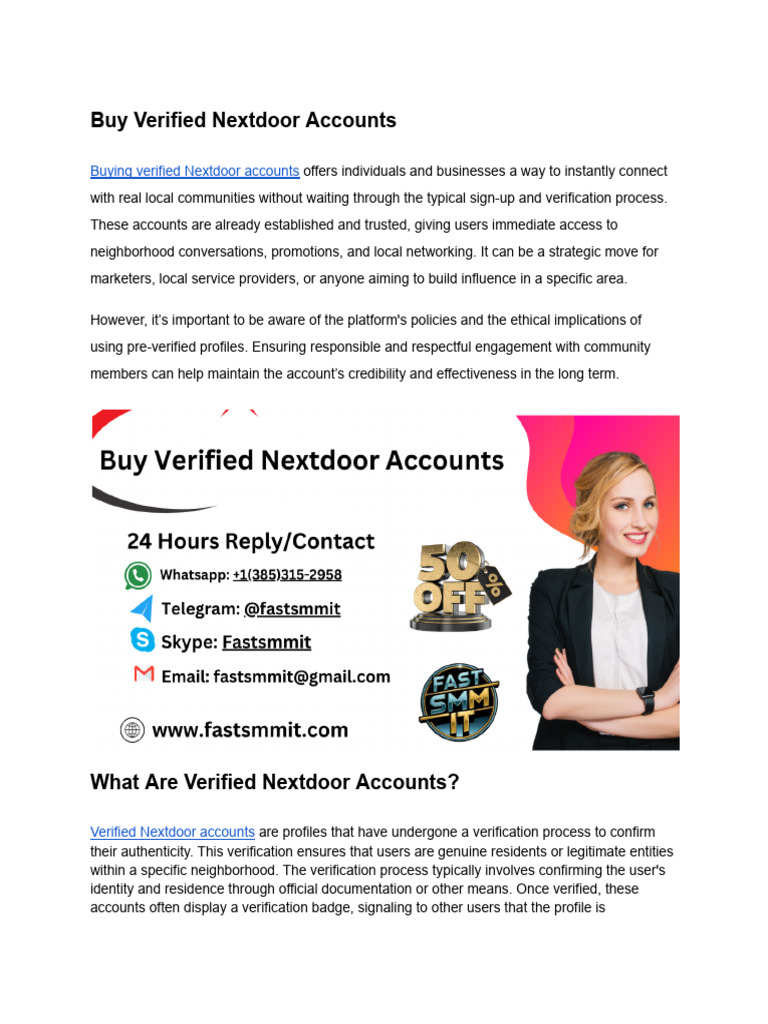 Top 09 Providers For Verified Nextdoor Accounts | PDF | Authentication | Credibility