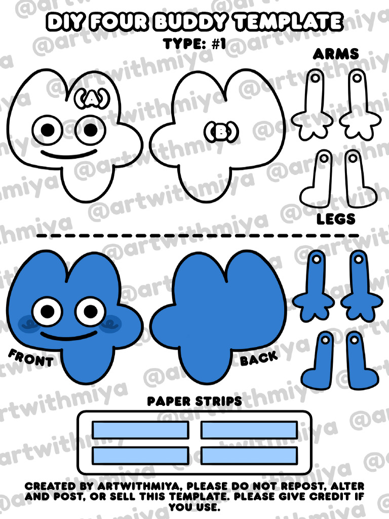 DIY Four Buddy Template (Type 1) (Black & White + Color) | PDF