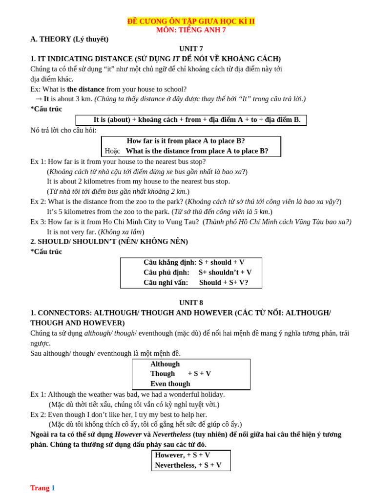 De Cuong On Tap Giua HK2 Tieng Anh 7 Global 24 25 | PDF