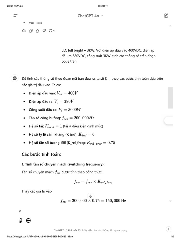 Các Bư C Tính Toán LLC 3kW | PDF