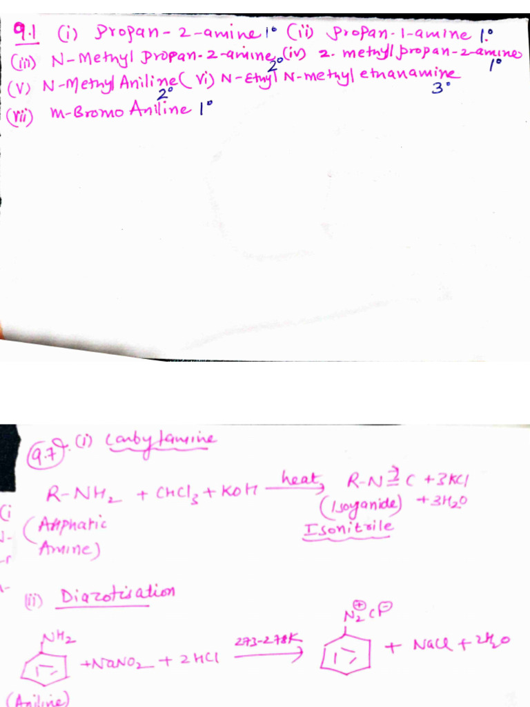 Amines 1,7,9,11,13 exercise questions | PDF