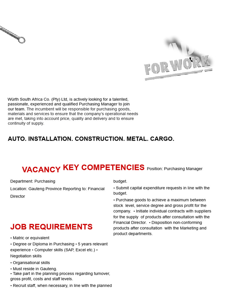 Purchasing Manager - Head Office - Feb2024 | PDF | Supply Chain ...