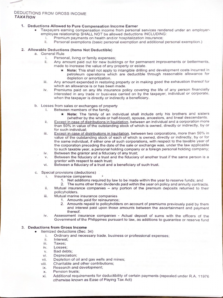 Deductions From Gross Income | PDF