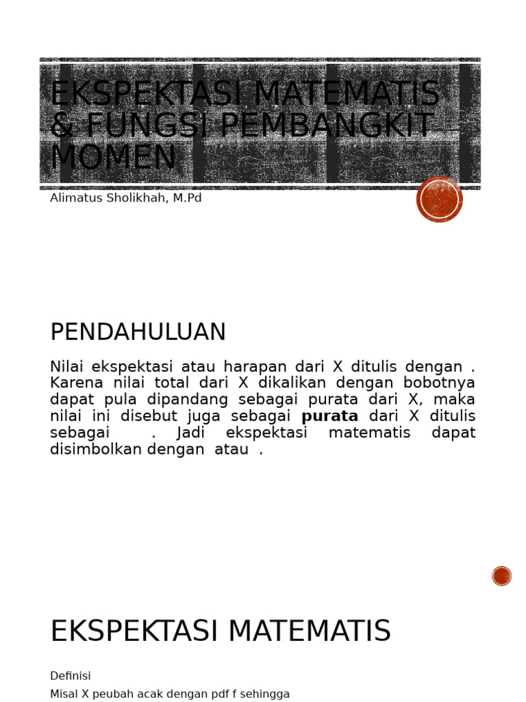 Ekspektasi Matematis & Fungsi Pembangkit Momen | PDF