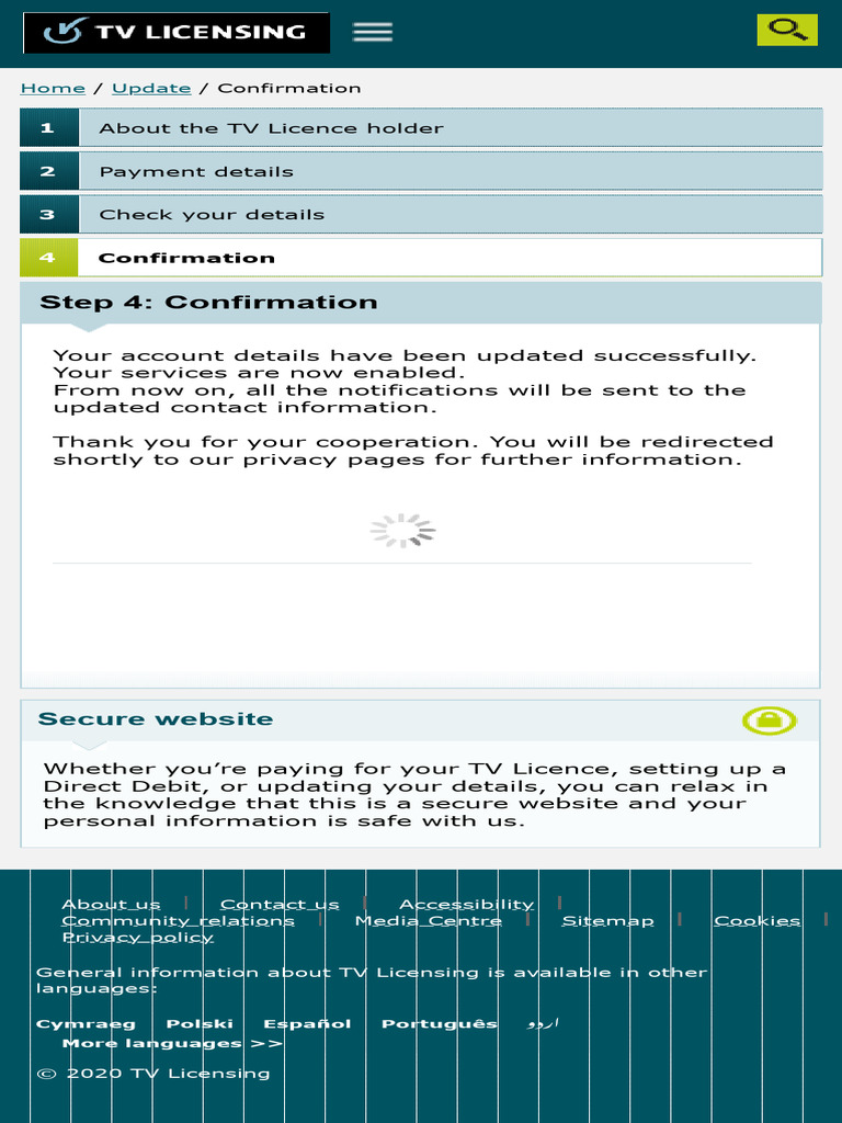Confirmation - Update - TV Licensing ™ | PDF