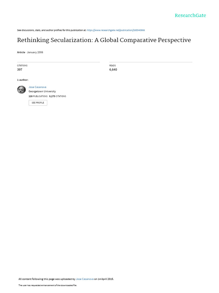 Rethinking Secularization A Global Comparative Per | PDF | Secularism | Religious Pluralism