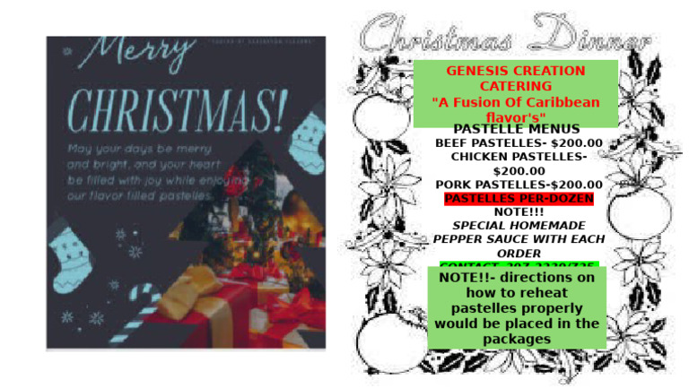 Caribbean Pastelles Catering Menu | PDF