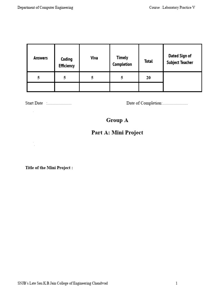 Manual GRP A - Mini Project | PDF