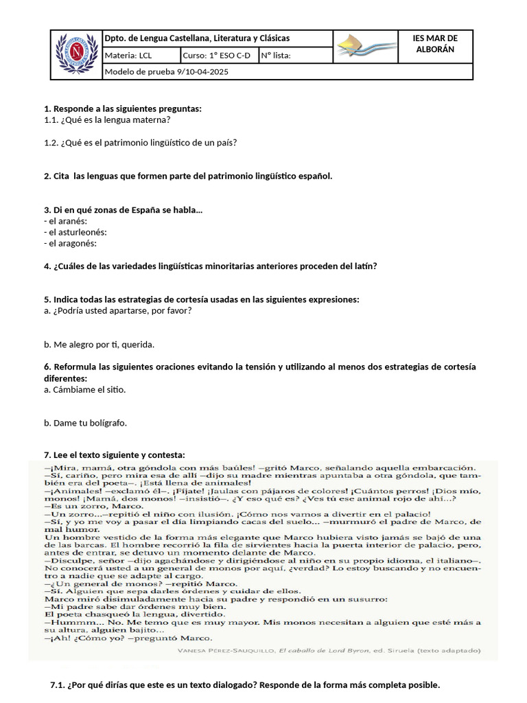 Modelo de Prueba UD6+ | PDF | Idiomas | Estudios de idiomas extranjeros