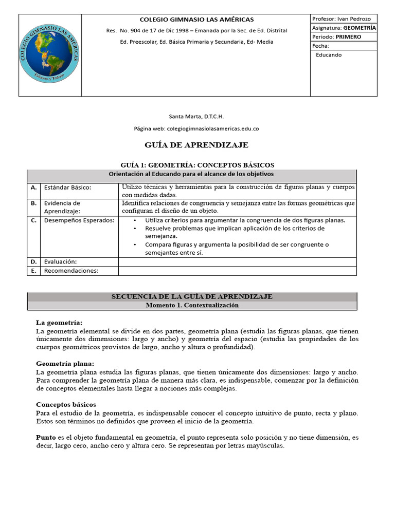 Geometr-a Guia -1 | PDF | Geometría | Geometría euclidiana