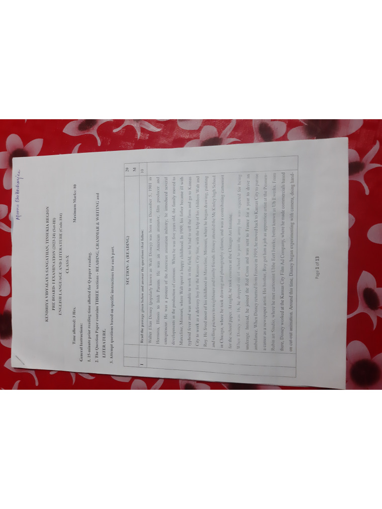 English KV (Preboards 1) | PDF