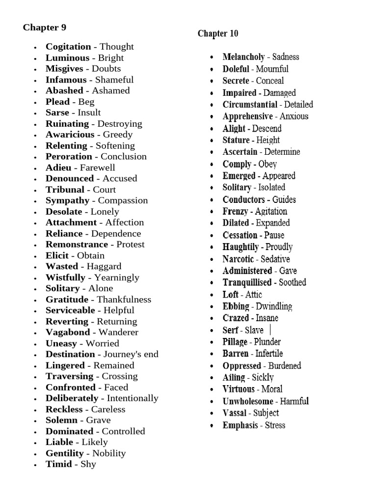 Chapter 9-12 Vocabulary | PDF