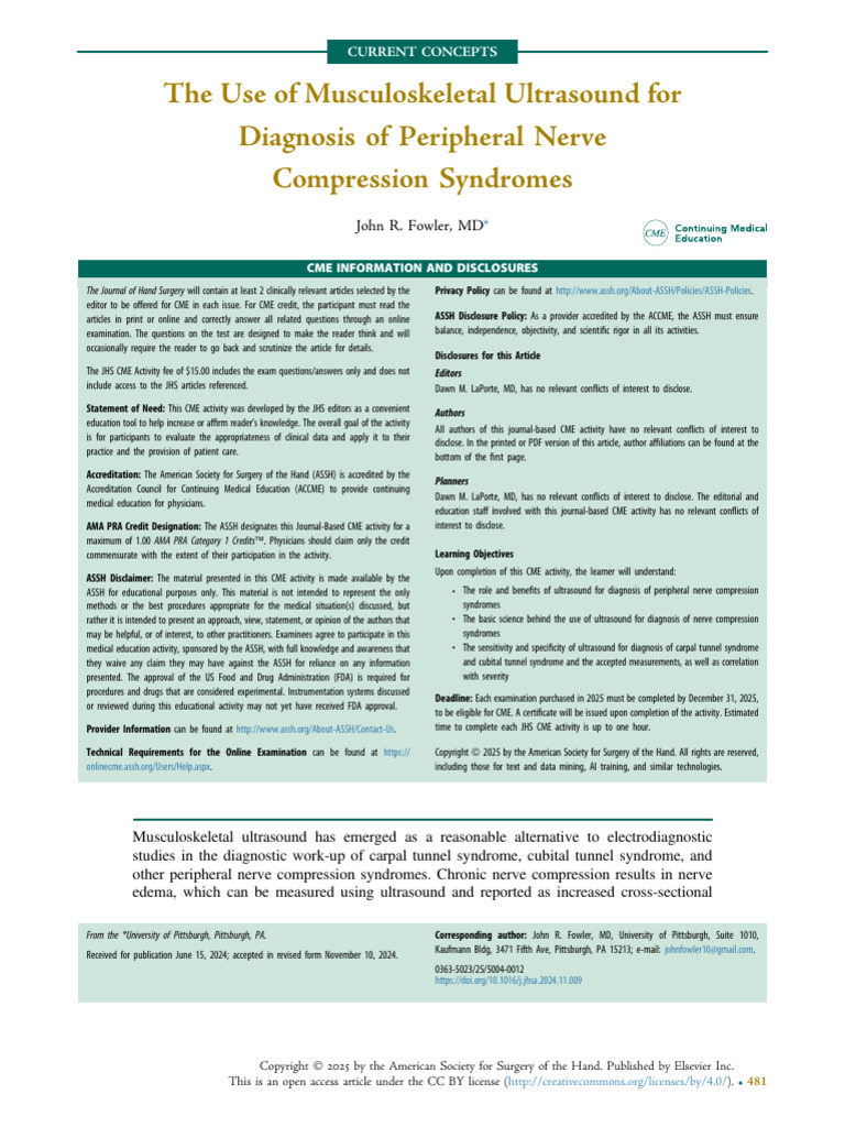 Ultrasound For Compression Nerve Peripheral | PDF | Carpal Tunnel ...