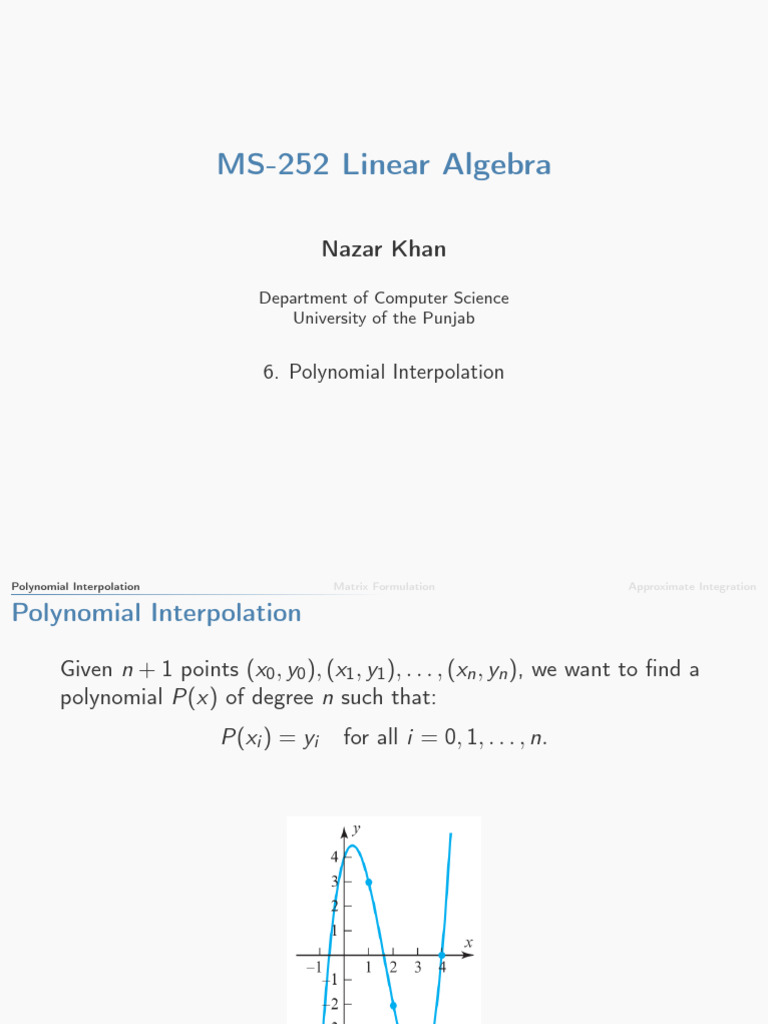 lecture6_polynomial_interpolation | PDF | Polynomial | Integral