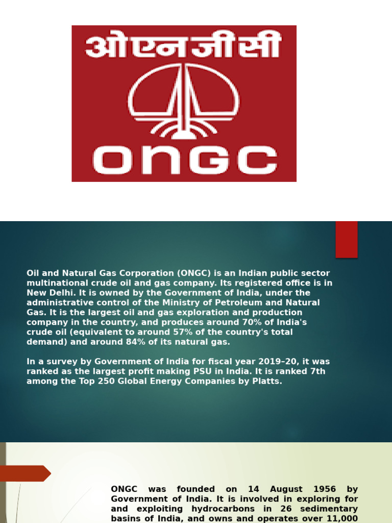 Overview of ONGC: India's Energy Leader | PDF | Petroleum | Hydrocarbons