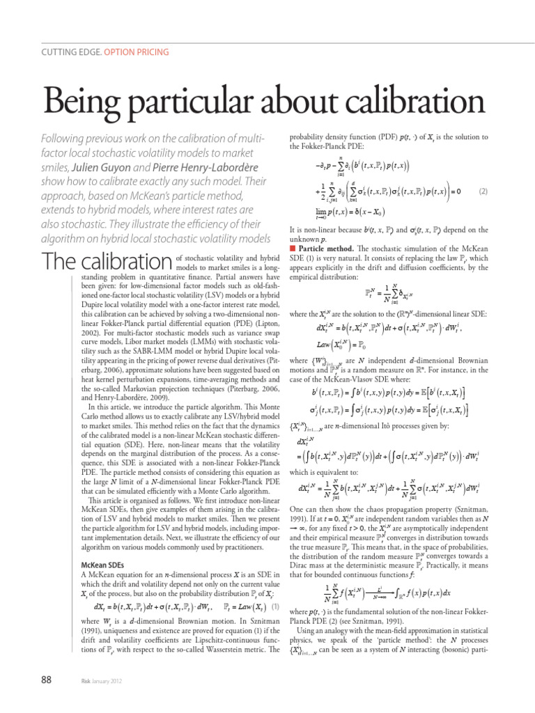 Being Particular About Calibration | PDF | Stochastic Differential ...