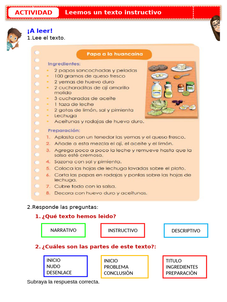 FICHA COM. Leemos Un Texto Instructivo | PDF