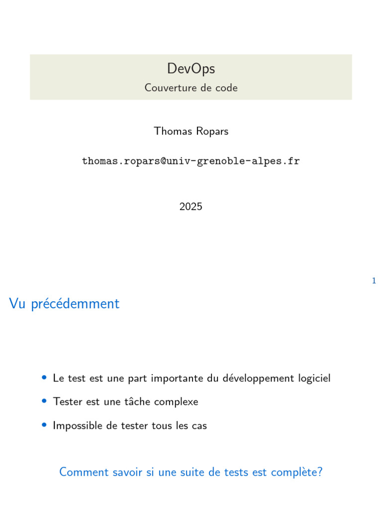 Comprendre la couverture de code en DevOps | PDF | Structure de ...