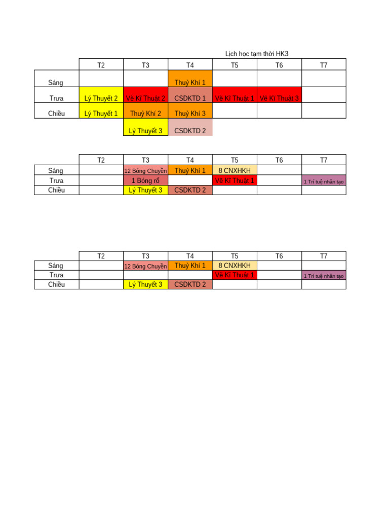 Lịch học HK3 | PDF