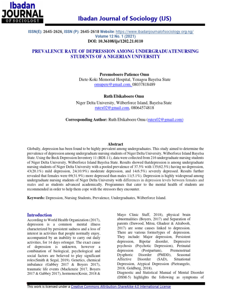 Depression in Nursing Journal 2 | PDF | Major Depressive Disorder ...