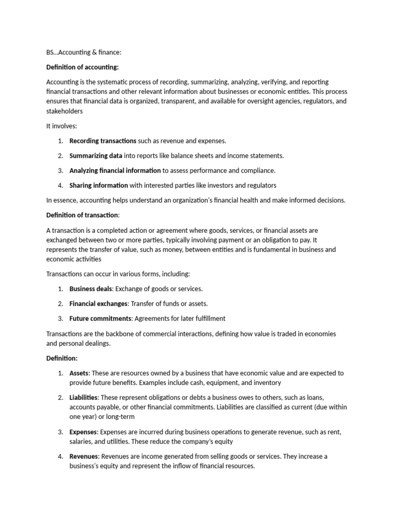 Basic Definition For Acc 0 Fin | PDF | Debits And Credits | Expense