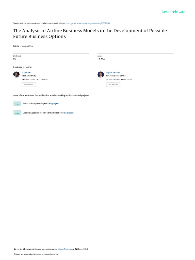 The Analysis of Airline Business Models in The Dev | PDF | Mergers And ...