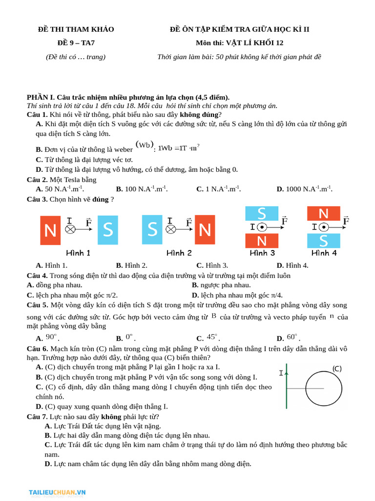 ĐỀ 9 - GK2 LÝ 12 - FORM 2025 | PDF