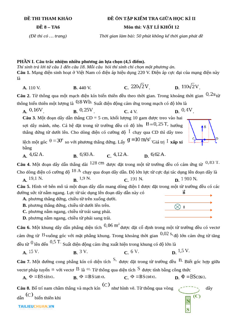 ĐỀ 8 - GK2 LÝ 12 - FORM 2025 | PDF