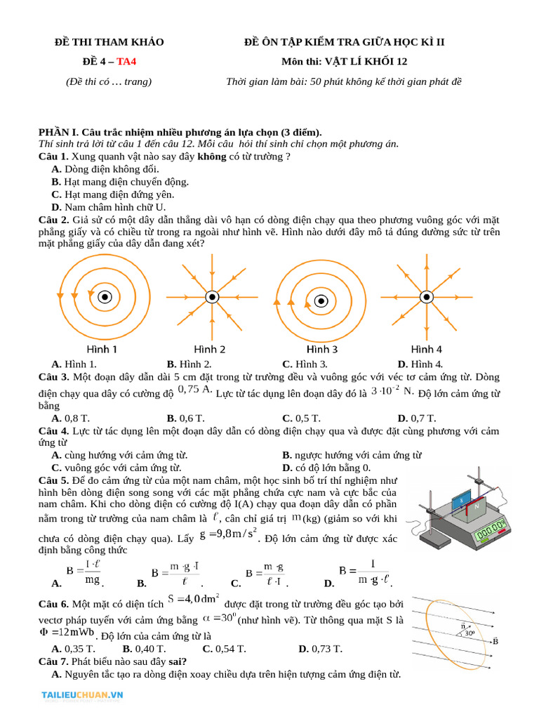 ĐỀ 4 - GK2 LÝ 12 - FORM 2025 | PDF