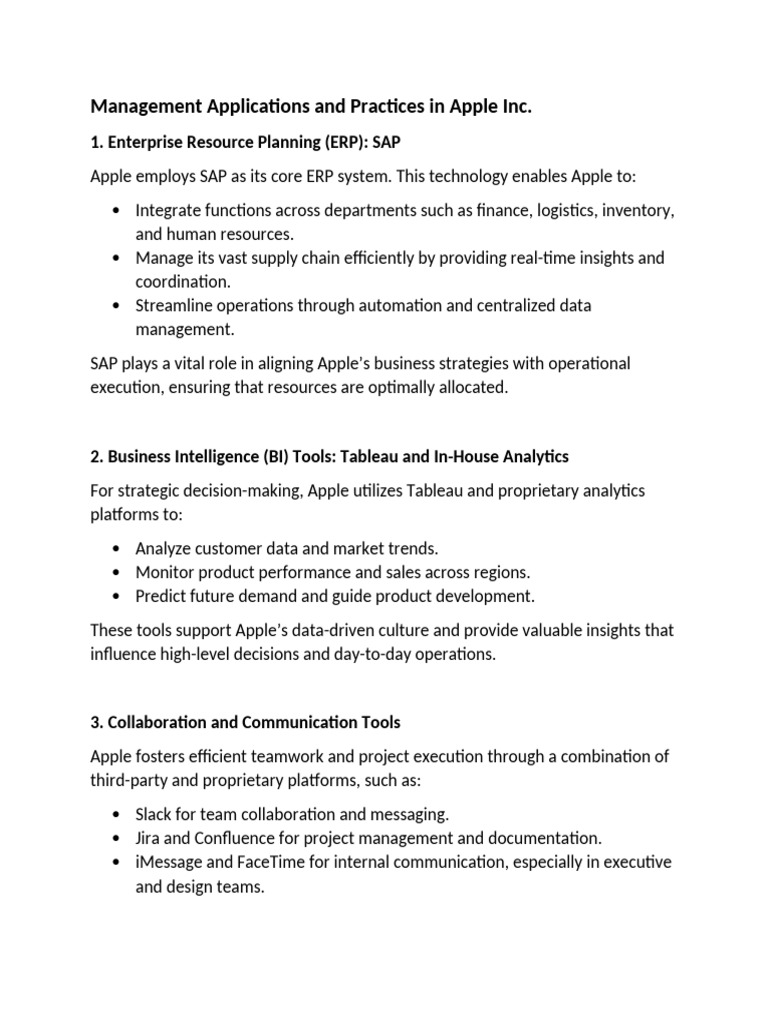 Apple Inc.'s ERP and BI Strategies | PDF | Supply Chain | Apple Inc.