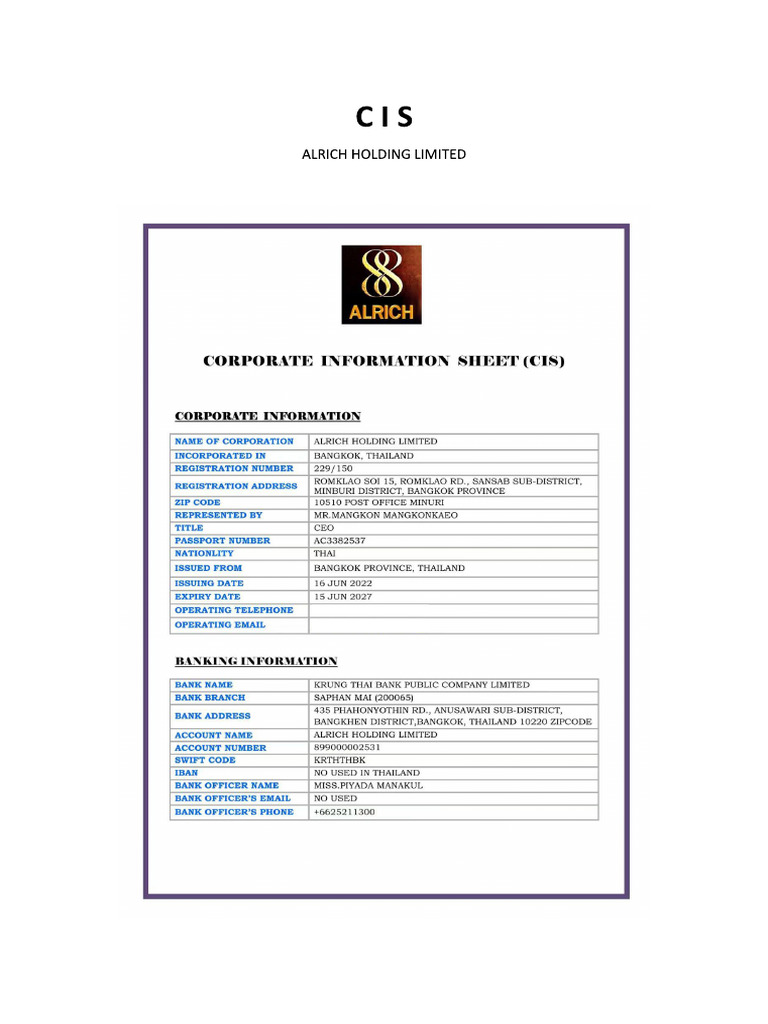 Cis Alrich HLDG | PDF