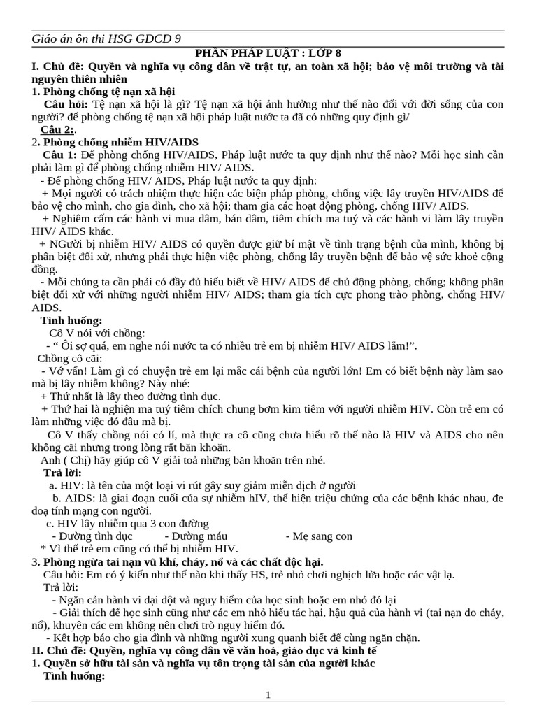 Giáo Án B I Dư NG GDCD 9 HSG | PDF