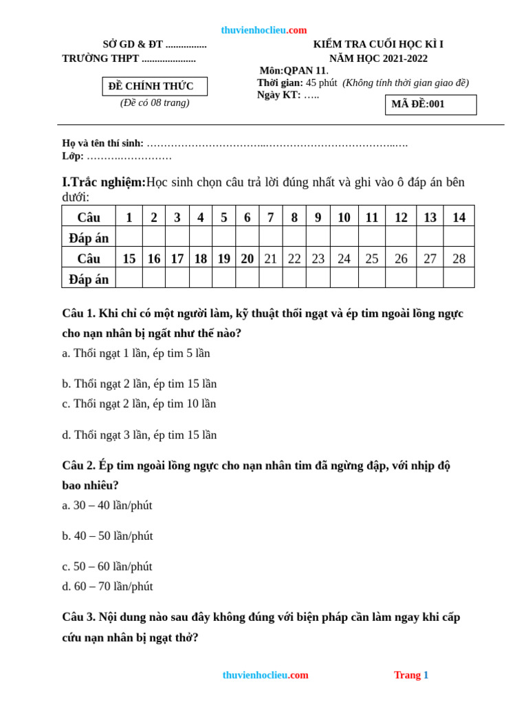De Thi HK1 GDQP 11 Nam 2021 2022 Co Dap An | PDF