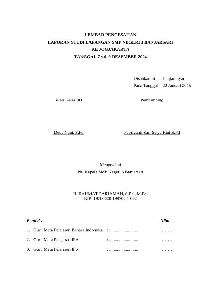 LEMBAR PENGESAHAN karya ilmiah | PDF
