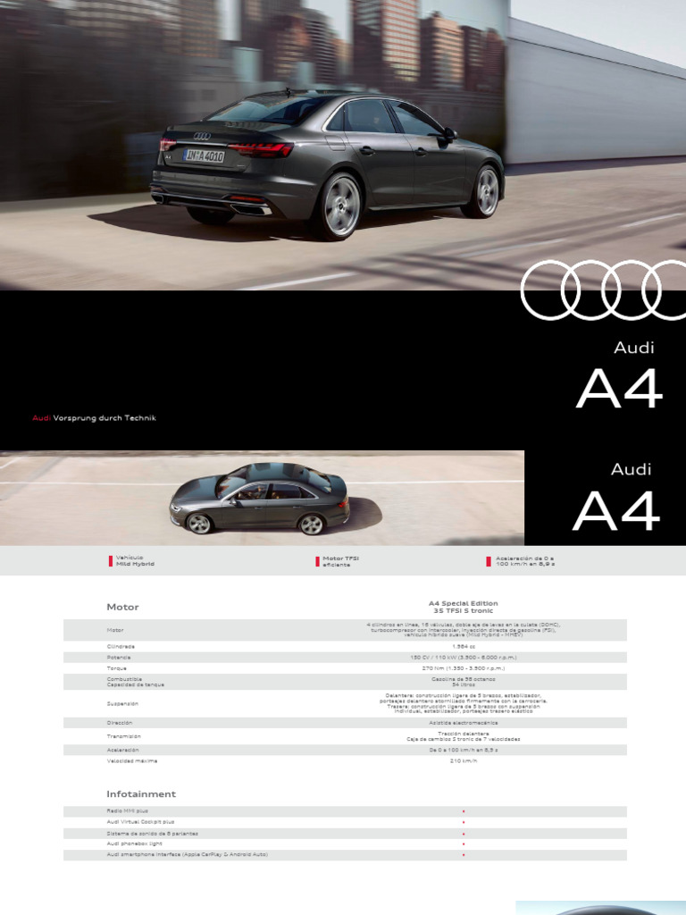 Audi-Ficha-Técnica-A4-Special-Ed-MY24 | PDF | Airbag | Sistema de freno antibloqueo