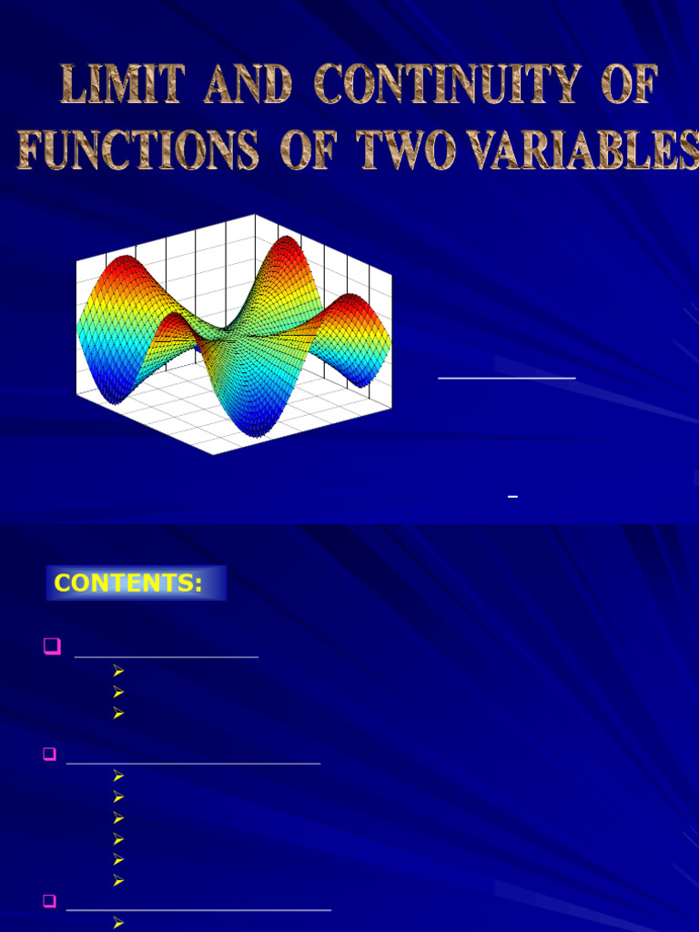 202-Limit and Continuity of Two Variable | PDF | Limit (Mathematics) | Function (Mathematics)