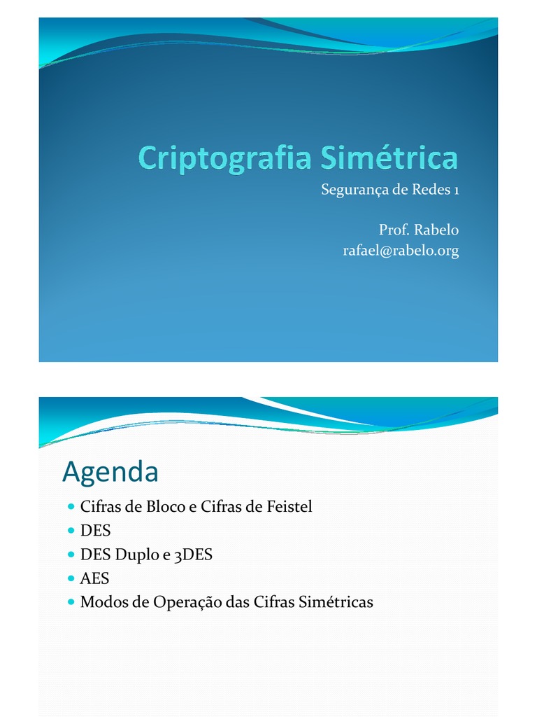 Aula07 Criptografia Simetrica | PDF | Criptografia | Engenharia de ...